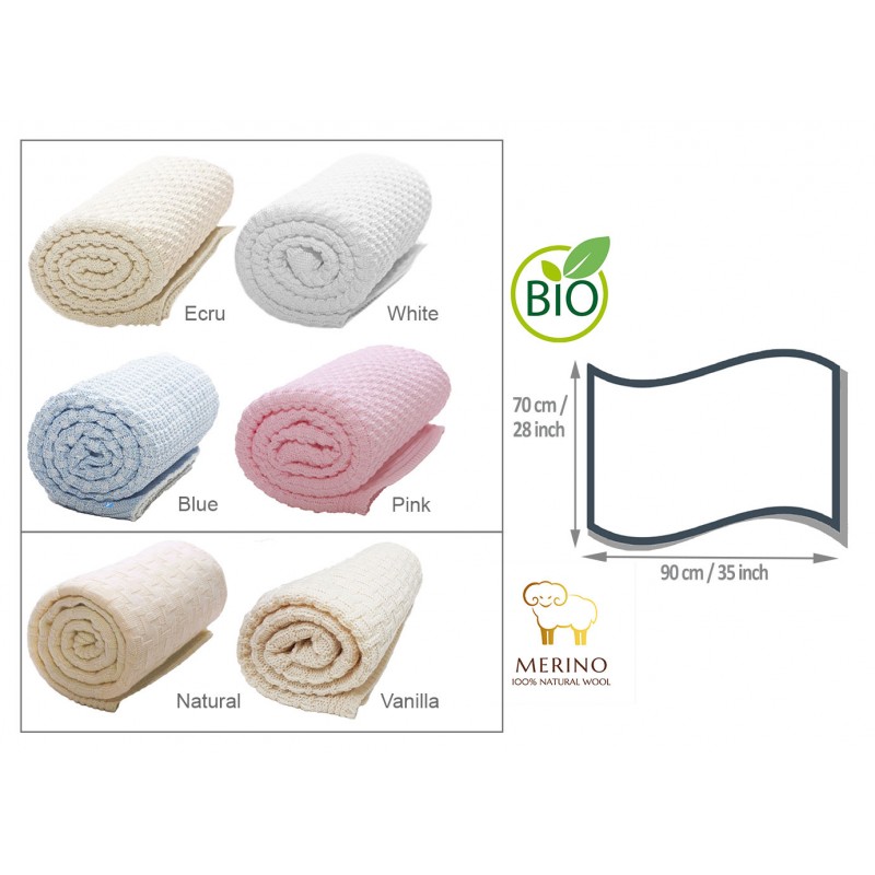 Bērnu adīta sega Eden white WALLABOO 100 % kokvilna